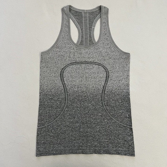 lululemon athletica | Tops | Lululemon White Dark Cast Gray Ombre ...